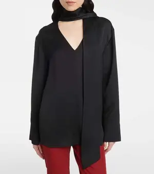 JOSEPH Scarf-detail Viscose Blouse