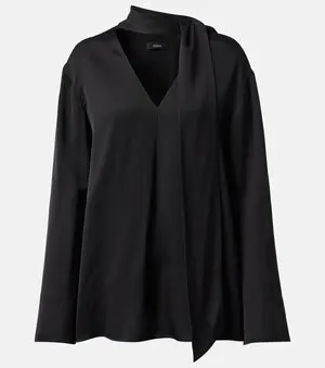 JOSEPH Scarf-detail Viscose Blouse - Black