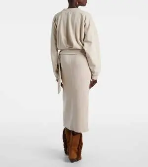 MARANT ETOILE Draped Cotton Jersey Sweatshirt Dress - Beige