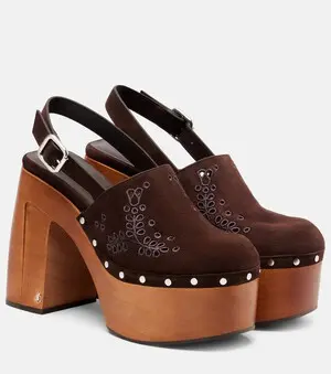JIMMY CHOO Alida 135 Suede Platform Clogs