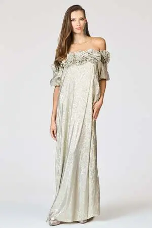 Sachin & Babi Valentina Lamé Off-the-shoulder Gown - Metallic