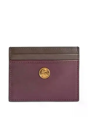 Etro Two-tone Leather Card Holder - Red