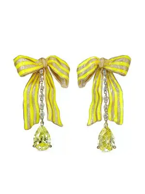 ANABELA CHAN 14k Gold Diamond And Quartz Bow Drop Earrings - Yellow