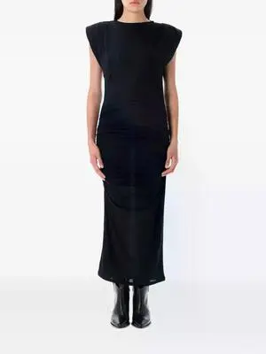 MARANT ETOILE Padded-shoulder Midi Dress - Black