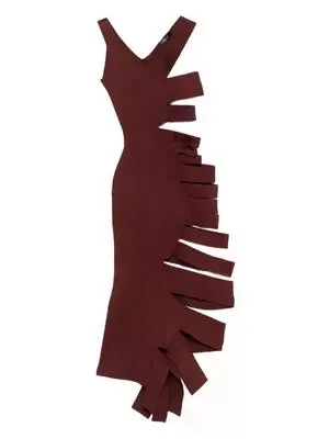 MUGLER Cut-out Midi Dress - Red