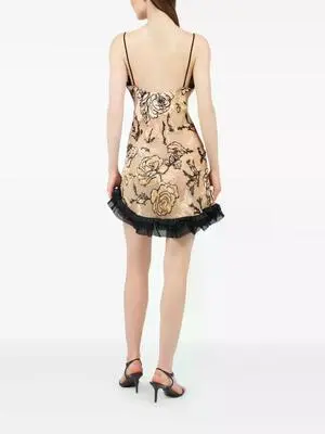 Roberto Cavalli Rose-print Ruffled Dress