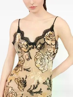 Roberto Cavalli Rose-print Ruffled Dress