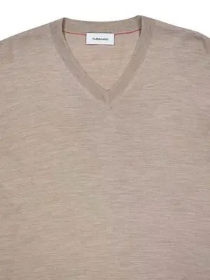 FERRAGAMO V-neck Virgin Wool Sweater - Brown