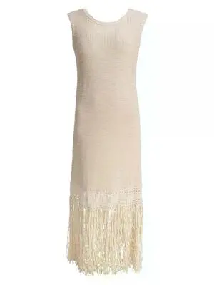 SANDBEIGE Knitted Fringed Dress - Neutrals
