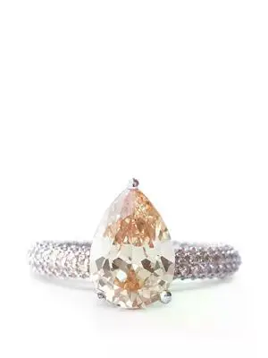 IZABEL DISPLAY Mega Drop Ring With Pear-cut Stone And Pave Setting - Silver