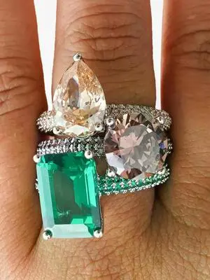 IZABEL DISPLAY Mega Drop Ring With Pear-cut Stone And Pave Setting