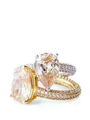IZABEL DISPLAY Mega Drop Ring With Pear-cut Stone And Pave Setting