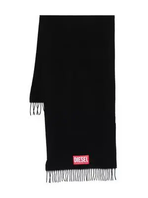 DIESEL Logo-label Fringed Scarf - Black