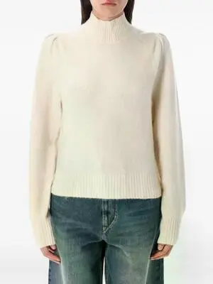 MARANT ETOILE Turtleneck Puff-shoulder Jumper - Neutrals