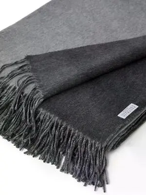 Brunello Cucinelli Double-cloth Fringe Throw - Grey