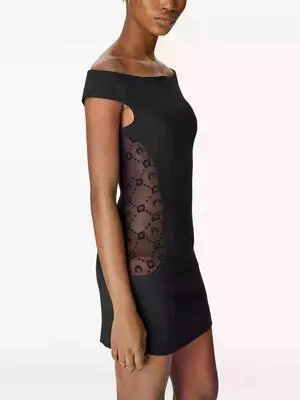 MARINE SERRE Boat-neck Dropped-shoulders Mini Dress