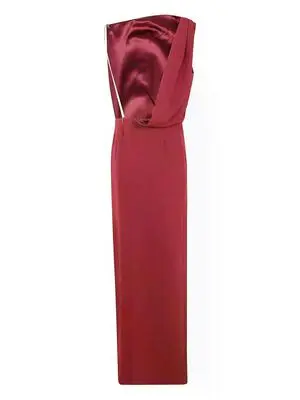 Max Mara Draped One-shoulder Maxi Dress - Red