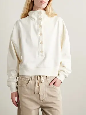 Citizens Of Humanity Mirelle Cropped Cotton-jersey Sweatshirt - Neutrals