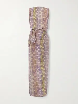 CORTANA Knotted Printed Silk Maxi Wrap Dress