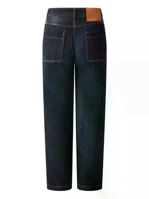 Shanghai Tang Leather-patch Straight Leg Jeans
