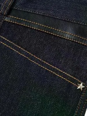 Shanghai Tang Leather-patch Straight Leg Jeans