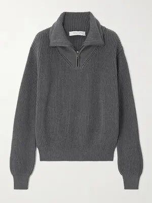 Giuliva Heritage Philip Ribbed Cotton Half-zip Sweater