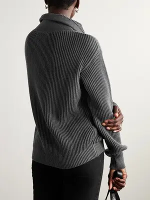 Giuliva Heritage Philip Ribbed Cotton Half-zip Sweater