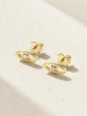 JENNIFER MEYER Evil Eye Diamond Stud Earrings - Gold
