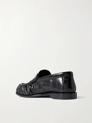 Saint Laurent Le Loafer Crinkled-leather Loafers - Black