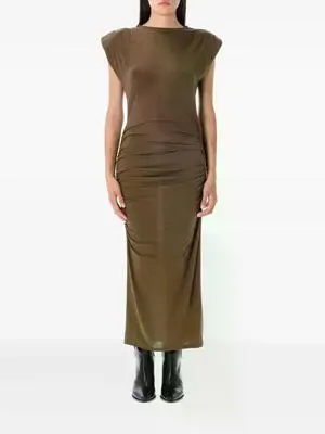 MARANT ETOILE Padded-shoulder Midi Dress - Brown