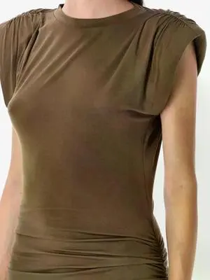 MARANT ETOILE Padded-shoulder Midi Dress - Brown
