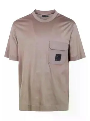 Emporio Armani Patch-pocket Logo-detail T-shirt - Brown