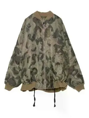YOSHIOKUBO Feather-print Bomber Jacket - Green