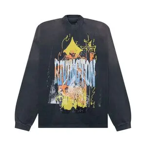 RIVINGTON ROI REBIS Forgive Me Long-sleeve Vintage Tee - Black