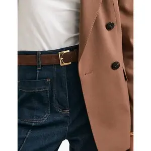 REISS Belinda Suede Belt - Chocolate
