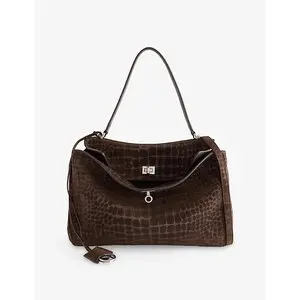 Balenciaga Rodeo Medium Croc Suede Top-handle Bag