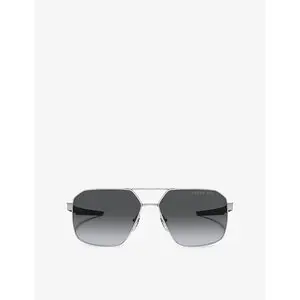 Prada Ps 55ws Irregular-frame Metal Sunglasses - Silver