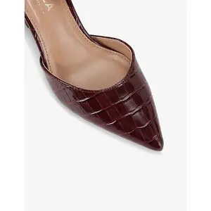 Carvela Crocodile-embossed Faux-leather Courts - Red