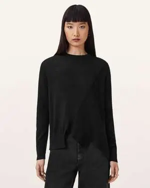 ALLSAINTS Isla Crew Neck Merino Sweater - Black