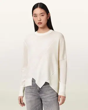 ALLSAINTS Isla Crew Neck Merino Sweater - Chalk White