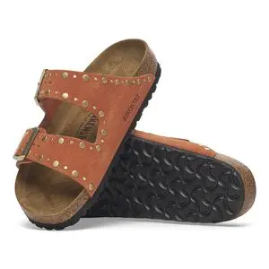 BIRKENSTOCK Arizona Rivet Suede Leather Sandals - Dark Rust