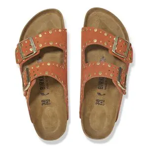 BIRKENSTOCK Arizona Rivet Suede Leather Sandals - Dark Rust