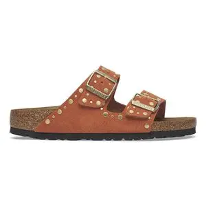 BIRKENSTOCK Arizona Rivet Suede Leather Sandals - Dark Rust