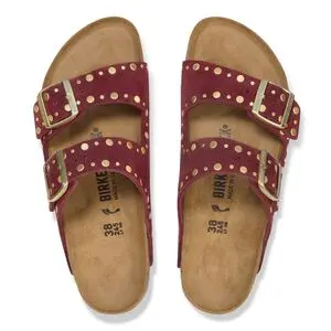 BIRKENSTOCK Arizona Rivet Suede Leather Sandals - Zinfandel