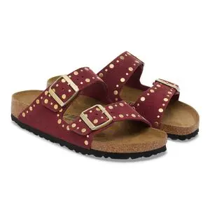 BIRKENSTOCK Arizona Rivet Suede Leather Sandals - Zinfandel