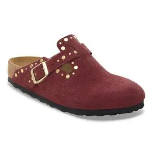 BIRKENSTOCK Boston Rivets Suede Leather Clogs - Zinfandel