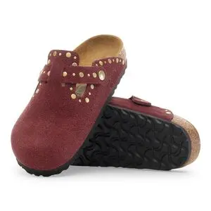 BIRKENSTOCK Boston Rivets Suede Leather Clogs - Zinfandel