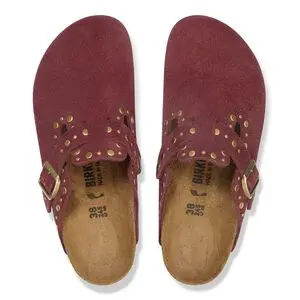 BIRKENSTOCK Boston Rivets Suede Leather Clogs - Zinfandel