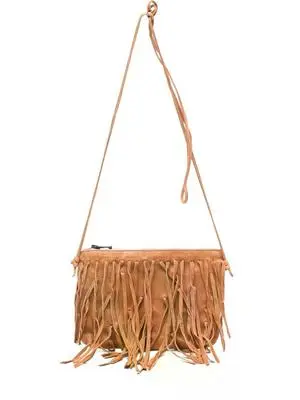 SOMMET Fringe-detail Leather Crossbody Bag - Brown