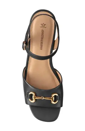 JOHNSTON & MURPHY COLLECTION Edith Ankle Strap Sandals - Black Glove Leather